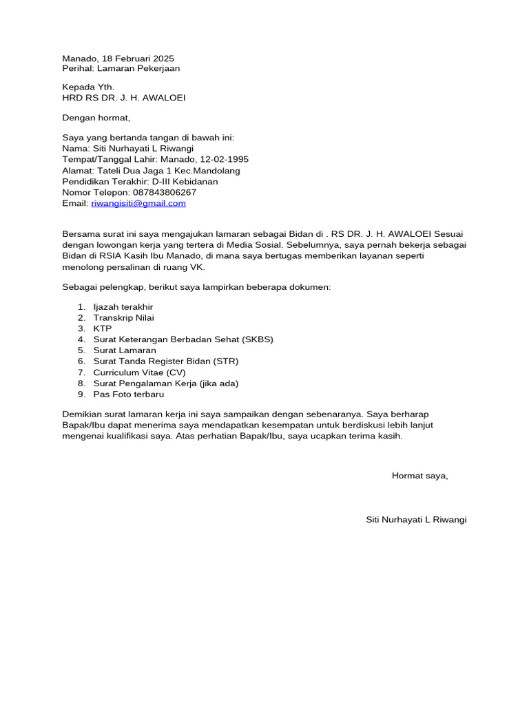 Surat Lamaran 1 | PDF