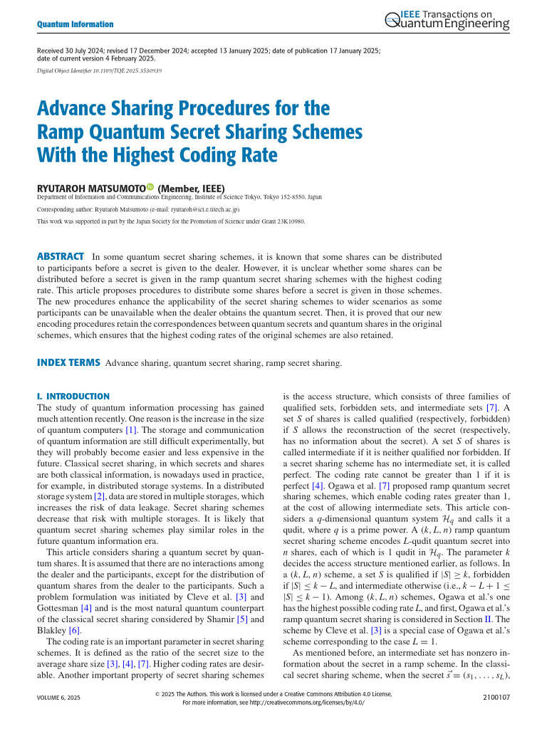 Advance Sharing Procedures For The Ramp Quantum Secret Sharing Schemes With The Highest Coding ...