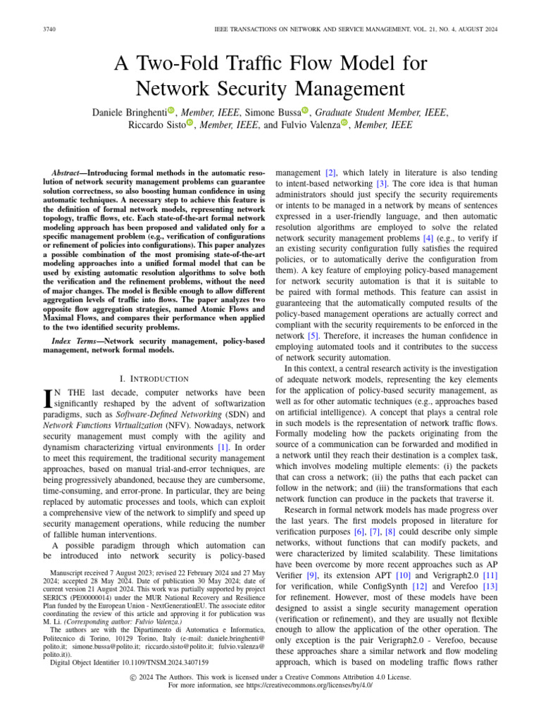A Two-Fold Traffic Flow Model For Network Security Management | PDF | Computer Network ...