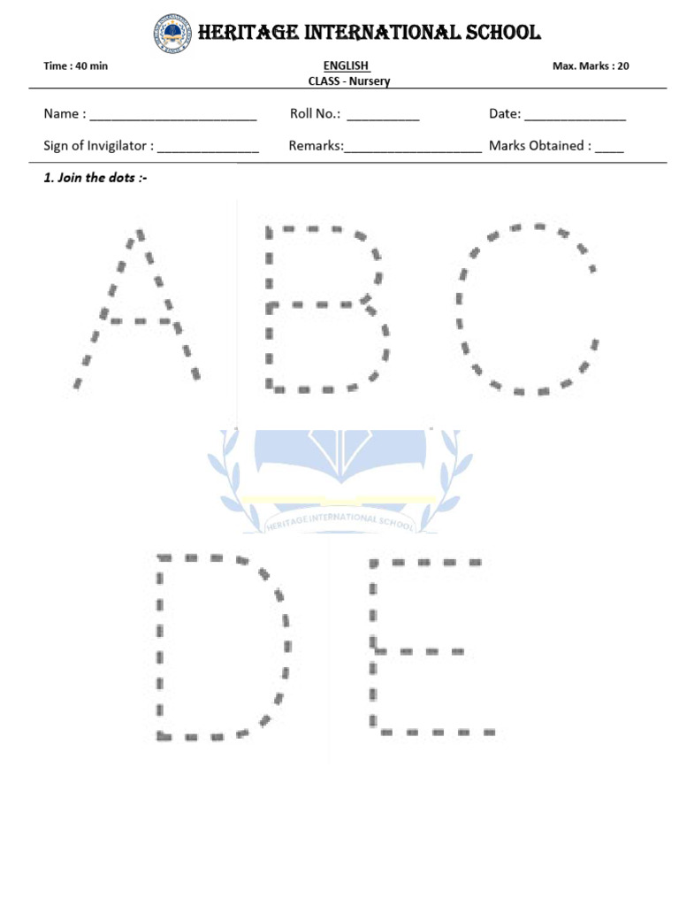 Nursery English Assessment Worksheet | PDF