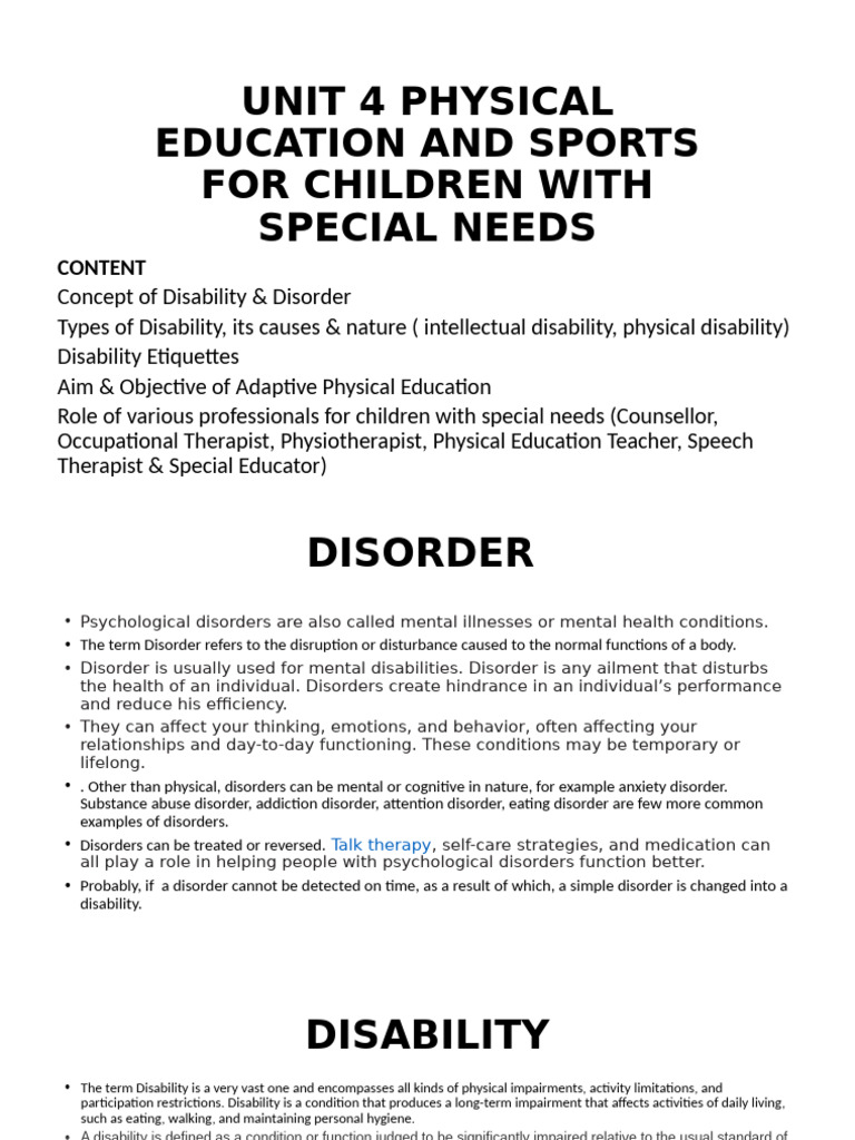 Special Needs in Physical Education | PDF | Intellectual Disability ...