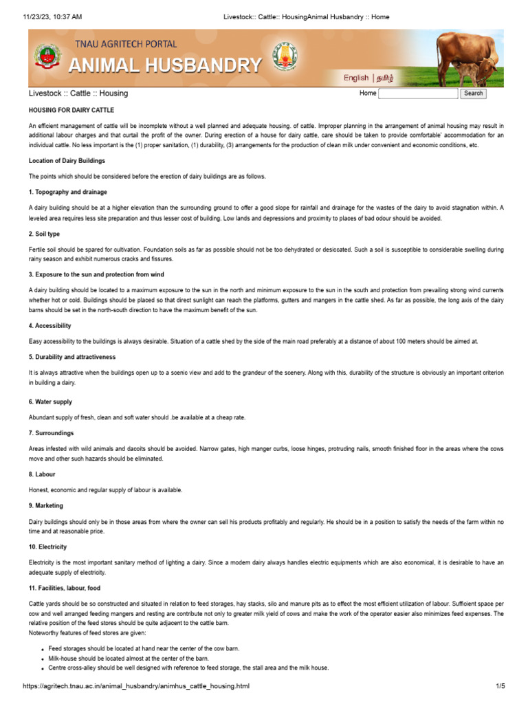 Housing Principle of Livestock | PDF | Cattle | Disinfectant