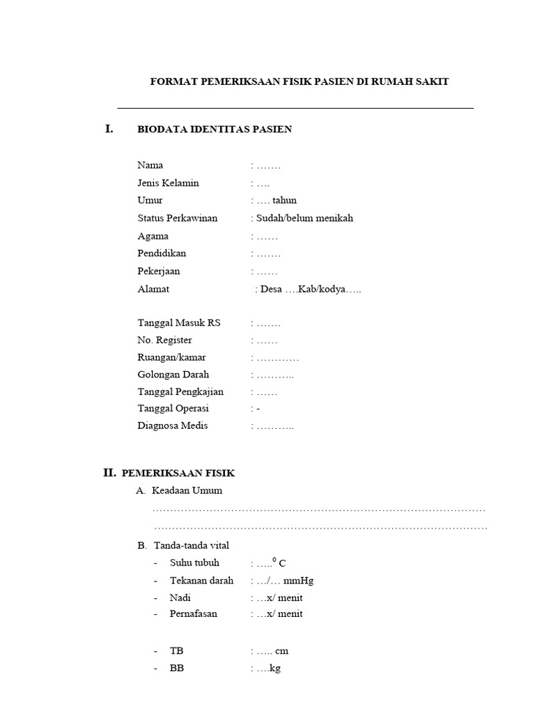 Form Pemeriksaan Fisik | PDF