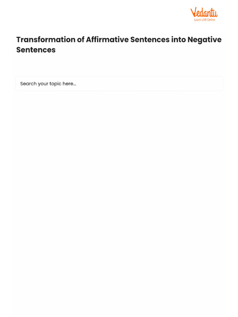 Transformation of Affirmative Sentences into Negative Sentences | PDF