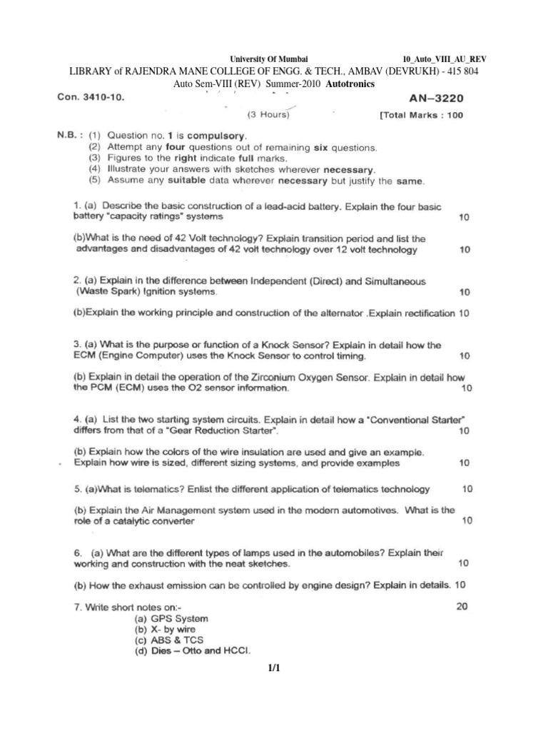 10 Auto Sem VIII-2010 | PDF