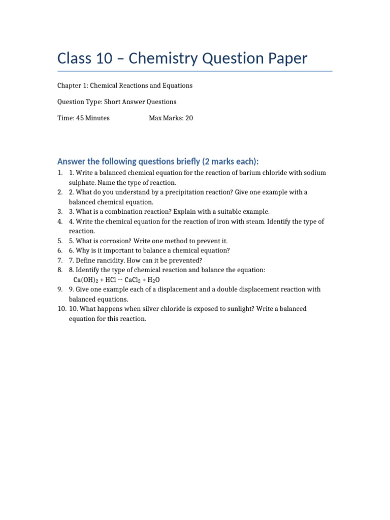 Chapter 1 Short Answer Questions | PDF