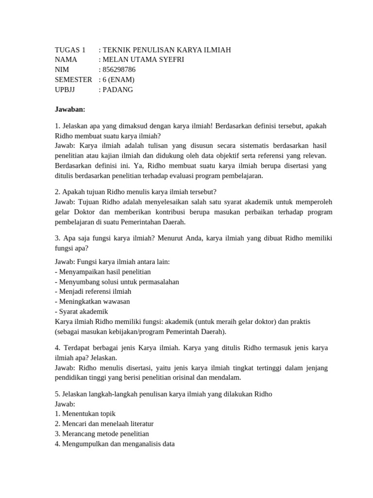 Tugas 1 Teknik Penulisan Karya Ilmiah | PDF