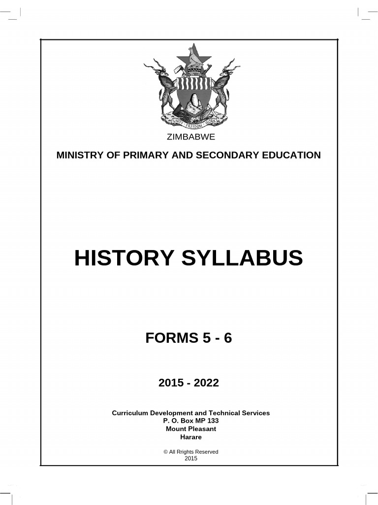 A Level History Syllabus | PDF | Educational Technology | Zimbabwe
