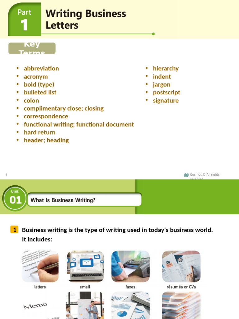 Part 1 Writing Business Letters | PDF | Memorandum | Paragraph