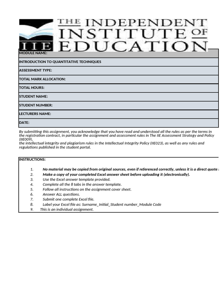 IQTT5111 Assignment Guidelines | PDF