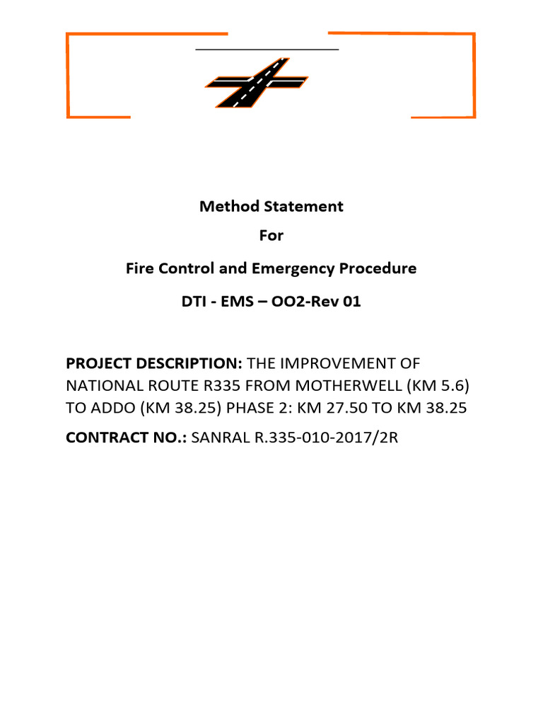 DTI-EMS-002 Environmental Method Statement - Fire Control and Emergency Procedures - For ...