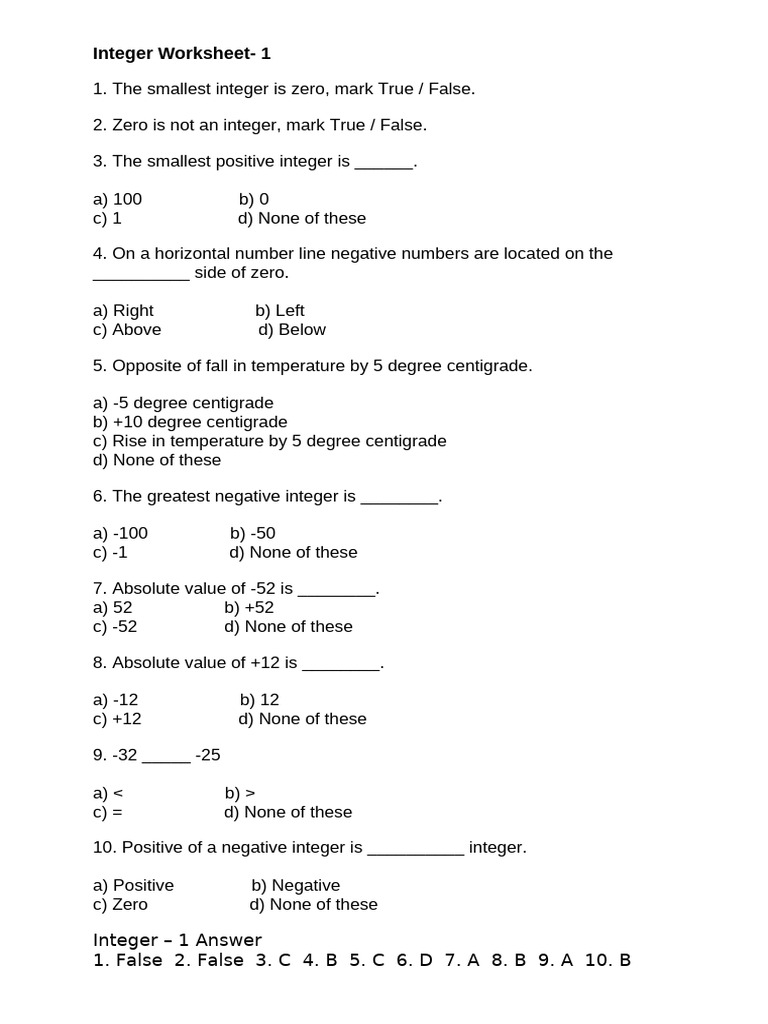 Integer questions 29.04.25 | PDF | Integer | Numbers