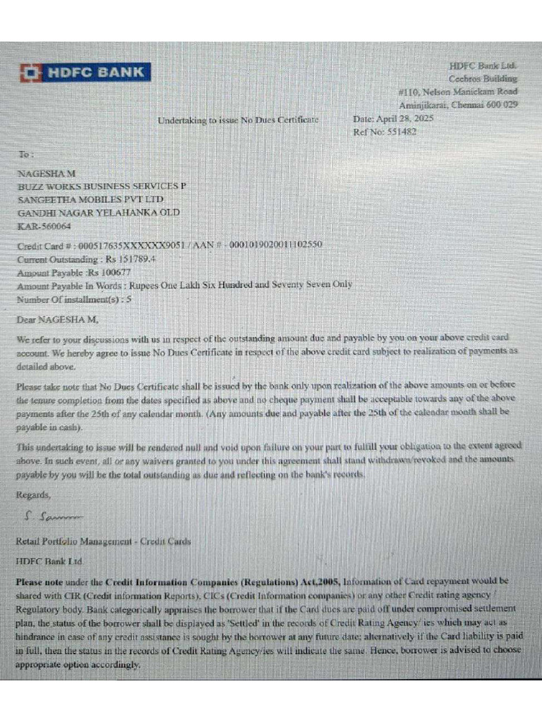 Nagesha M NDC Letter | PDF