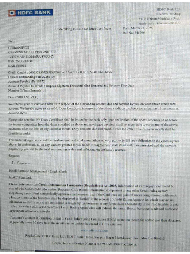 Chiranjivi e NDC Letter | PDF