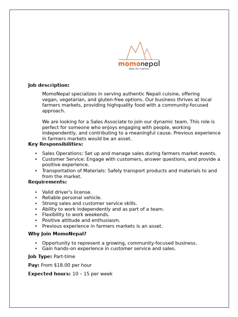 Sales Associate Position | PDF