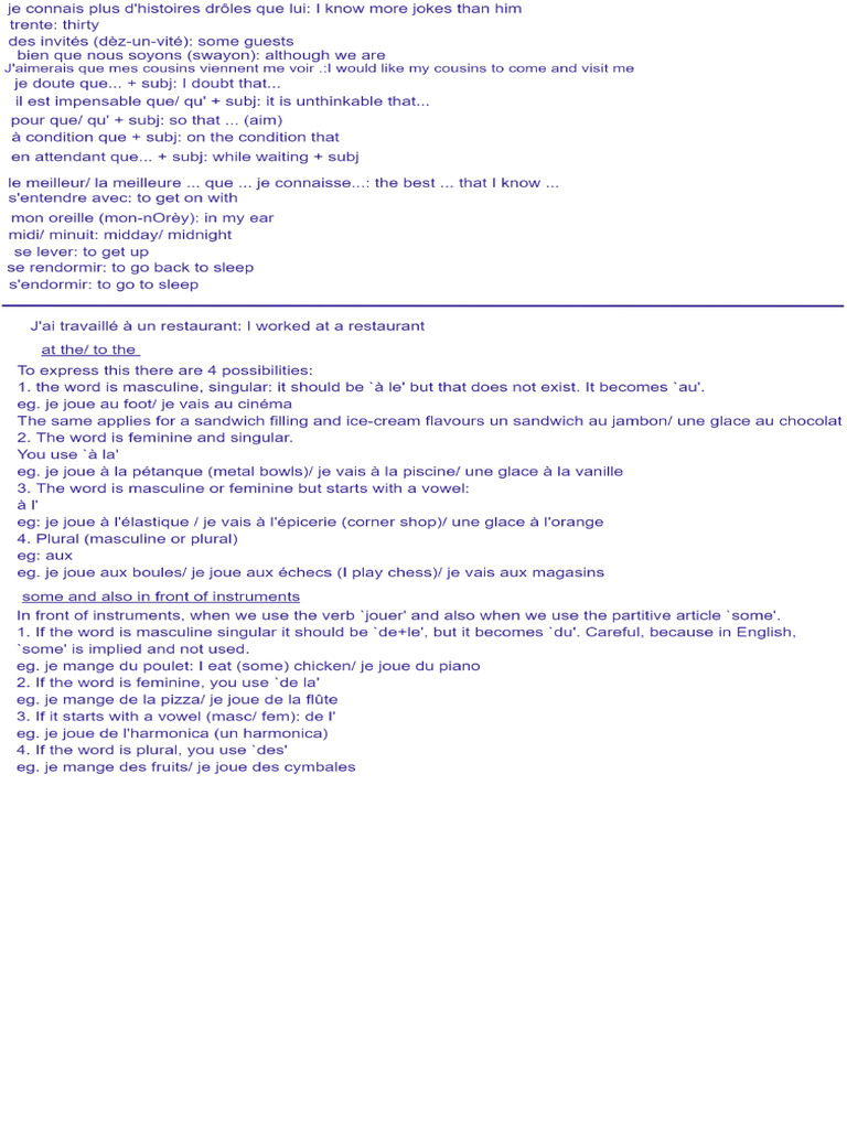 French Lesson 5 Vocab | PDF
