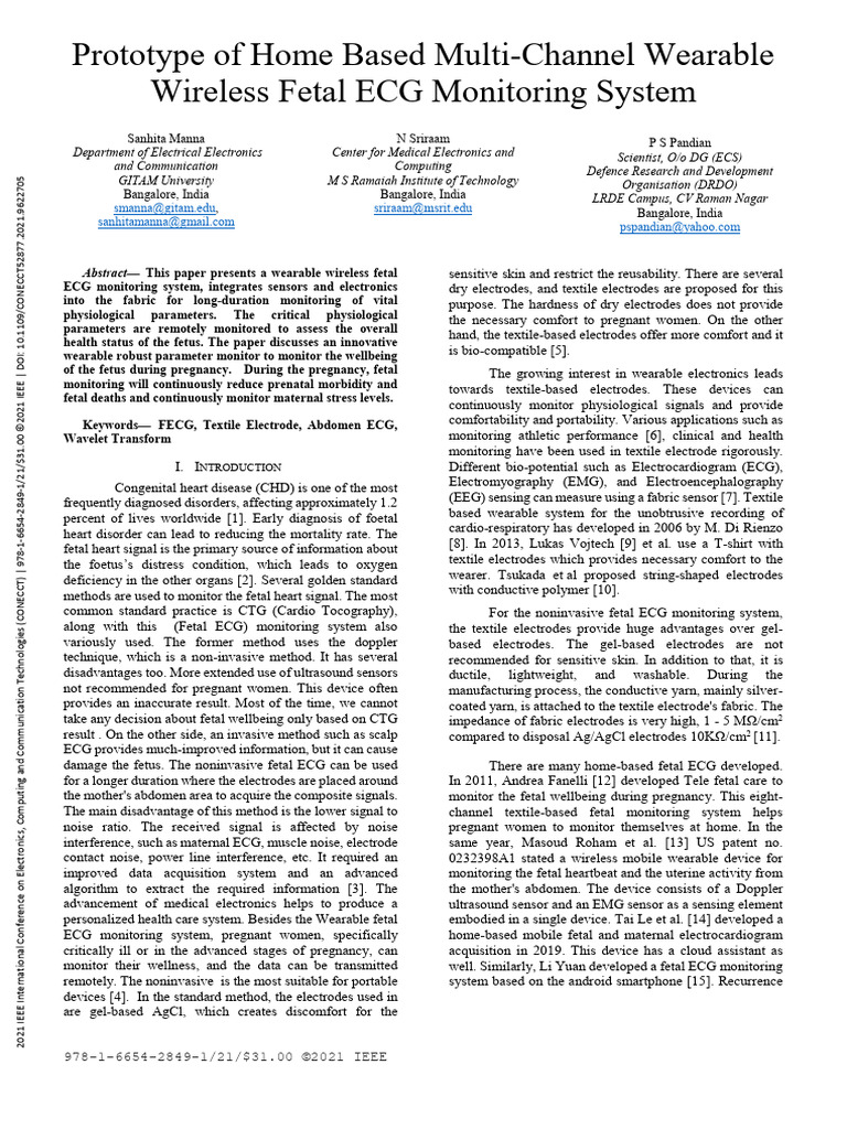 Prototype of Home Based Multi-Channel Wearable Wireless Fetal ECG ...