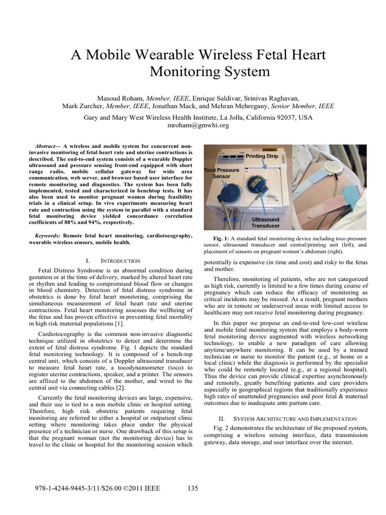 A Mobile Wearable Wireless Fetal Heart Monitoring System | PDF ...