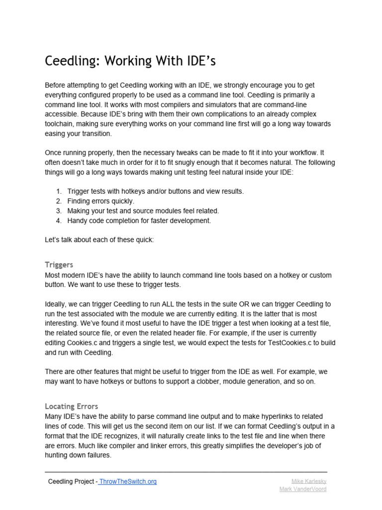 Ceedling Working With IDEs | PDF | Integrated Development Environment ...