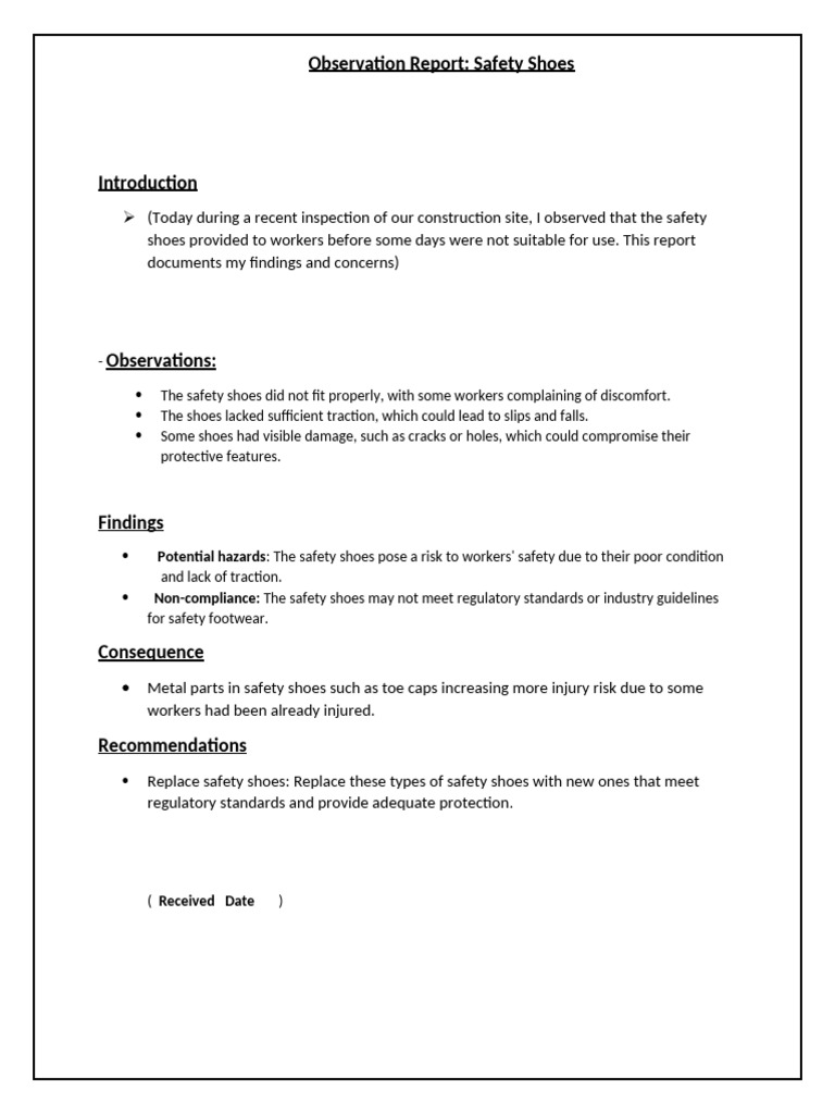 Safety Shoes Inspection Findings | PDF