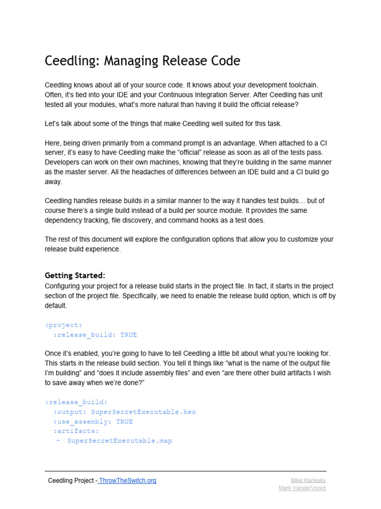 Ceedling Release Build Configuration Guide | PDF | Computer File ...