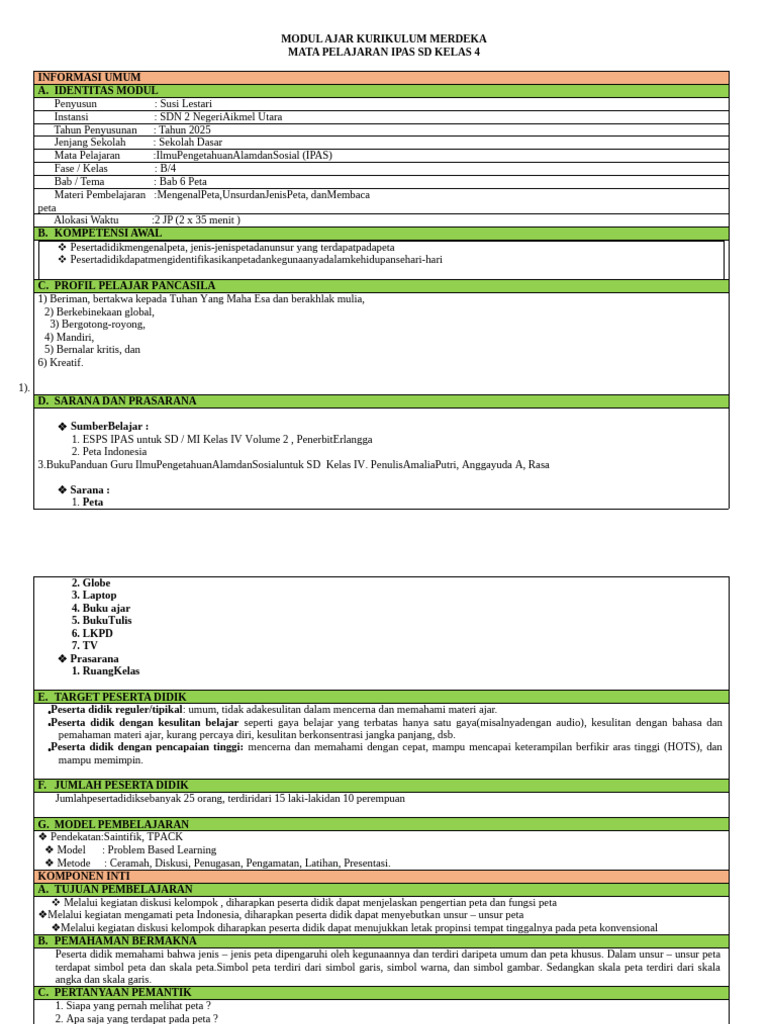 FORMAT-MODUL-AJAR-KURIKULUM-MERDEKA (1)_perencanaan | PDF