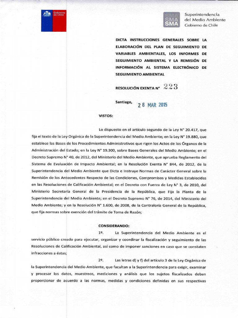Resol Exenta N 223 Sma | PDF