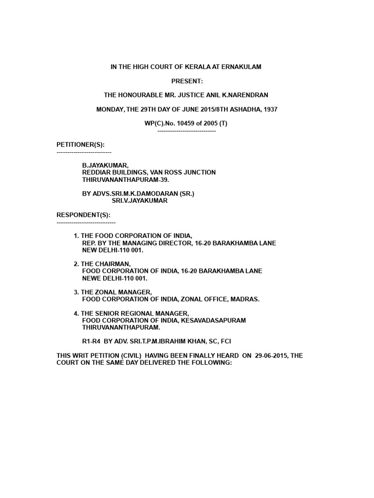 WPC-10459-2005-Jeya Kumar | PDF | Judgment (Law) | Judiciaries