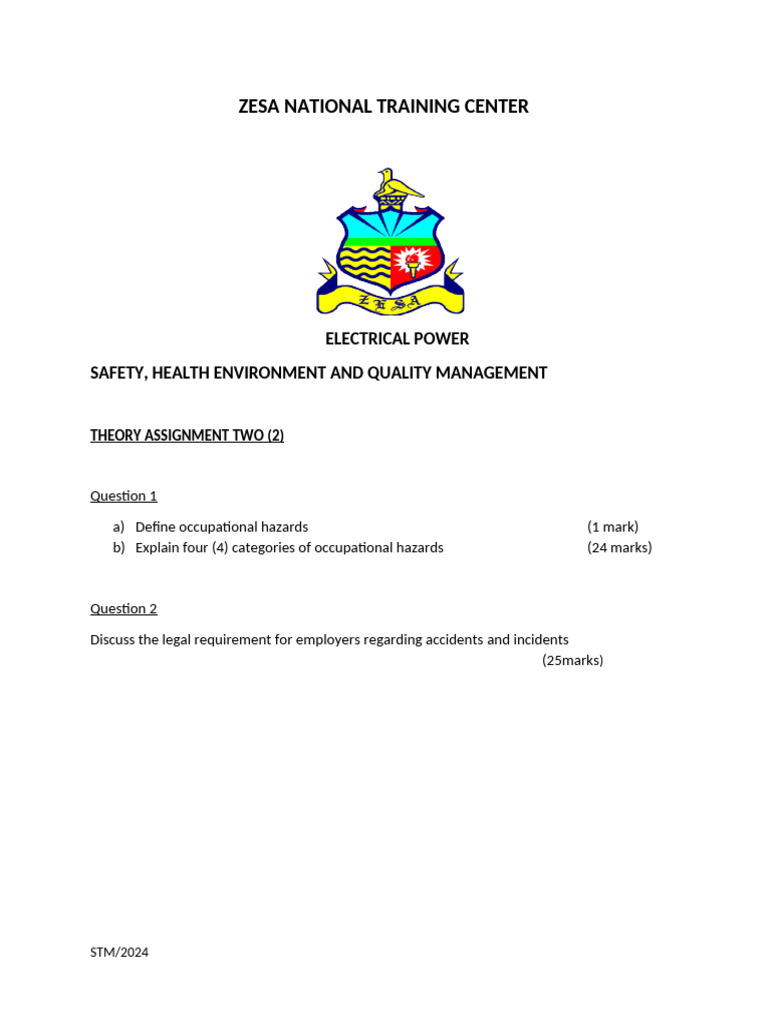 Zesa National Training Center: Electrical Power Safety, Health ...