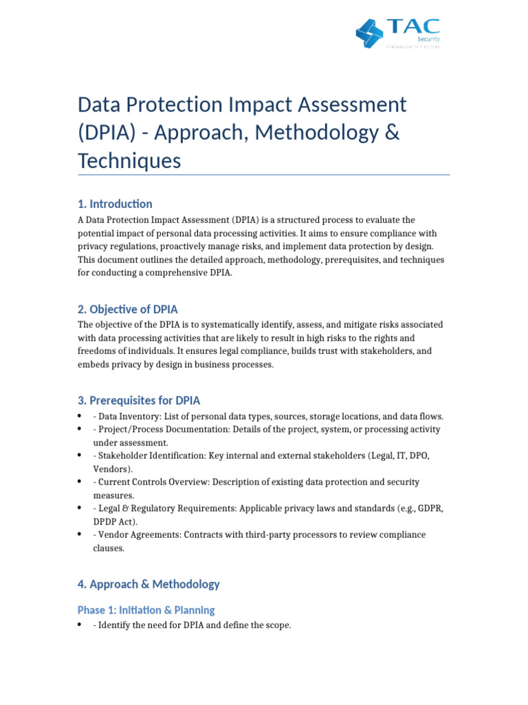 DPIA Approach Methodology | PDF | Regulatory Compliance | Risk