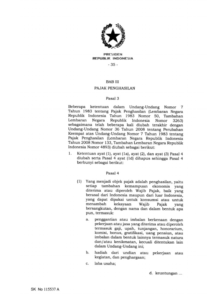 UU PPH Pasal 4, 5,6 | PDF