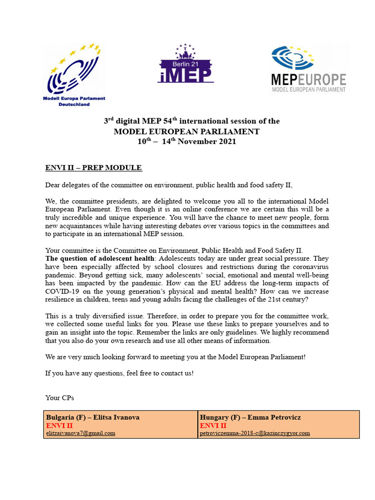 6b ENVI II Prep Module Digi IMEP Berlin 21 2 | PDF | European Parliament | World Politics