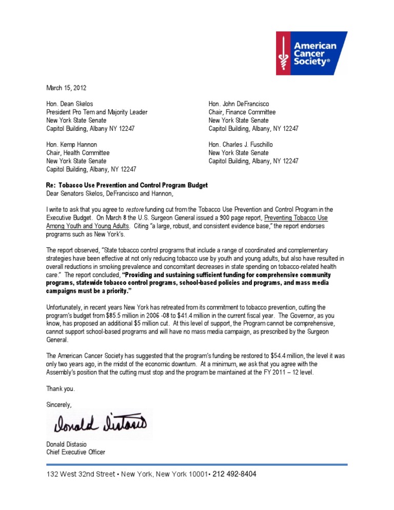 Cancer Society Letter | PDF