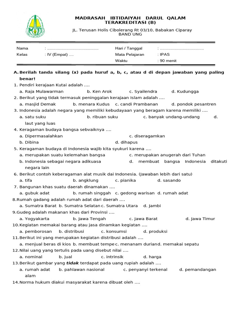 Soal Sat 2 Kelas 4 - Ipas | PDF