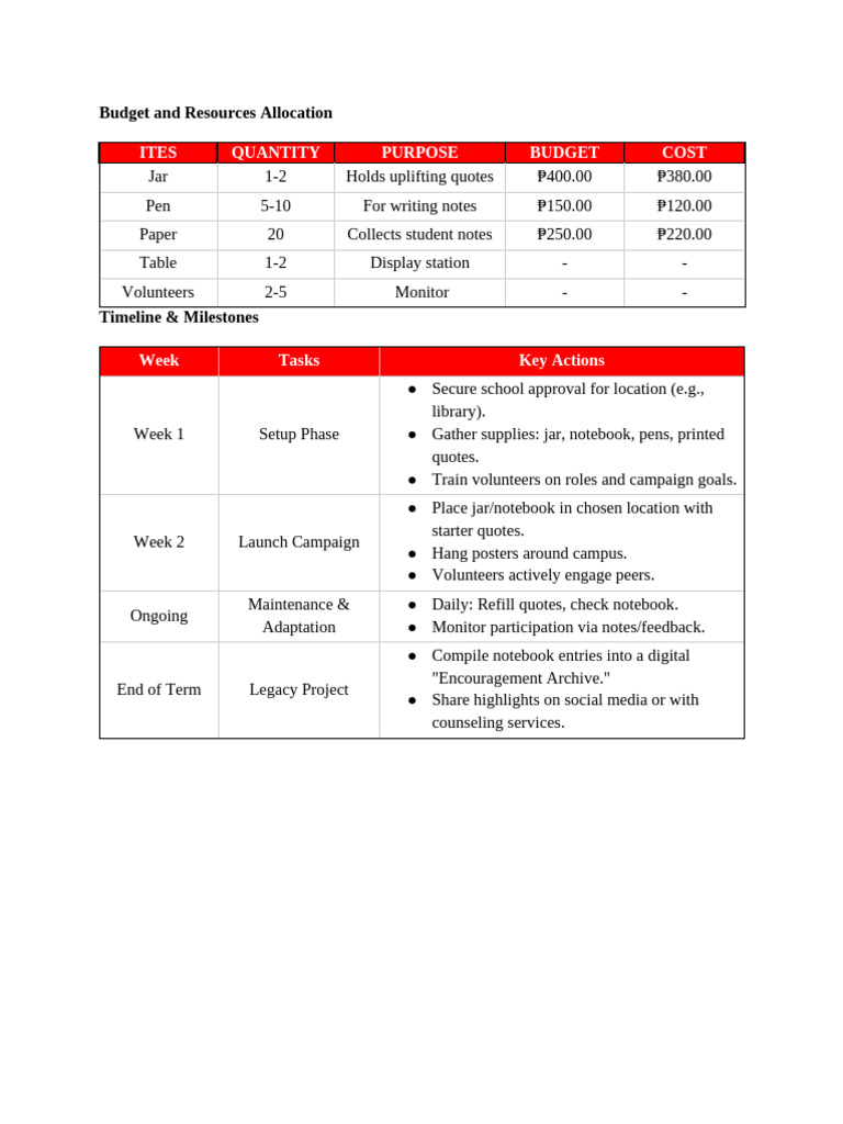 Budget and Resources Allocation | PDF