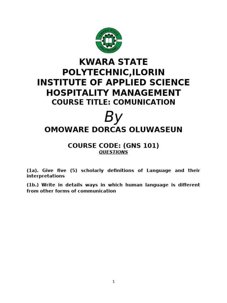 Hospitality Communication | PDF | Semantics | Syntax