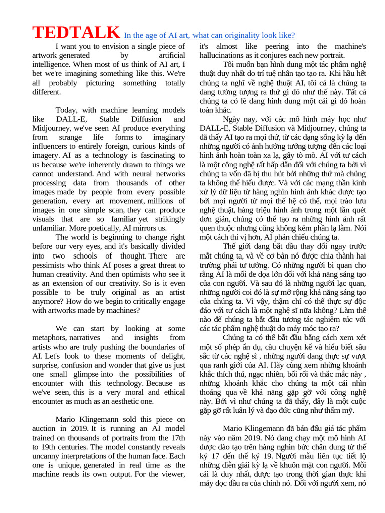 7. In the age of AI art, what can originality look like (Tedtalk)0 | PDF