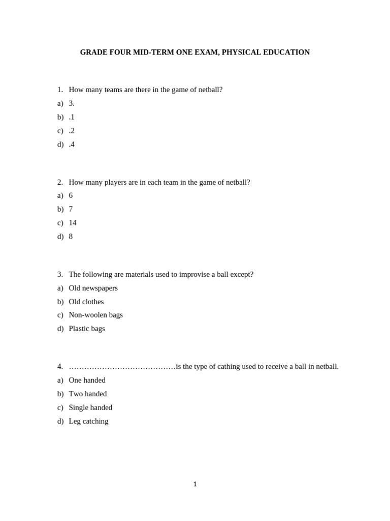 Grade Four Physical Education | PDF