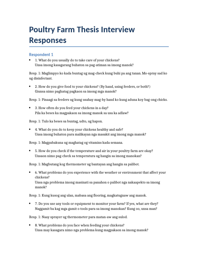Poultry Thesis Final 10 Respondents | PDF