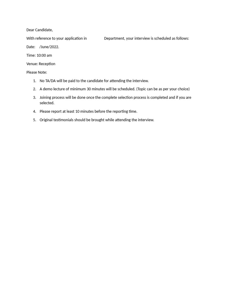Interview Call | PDF