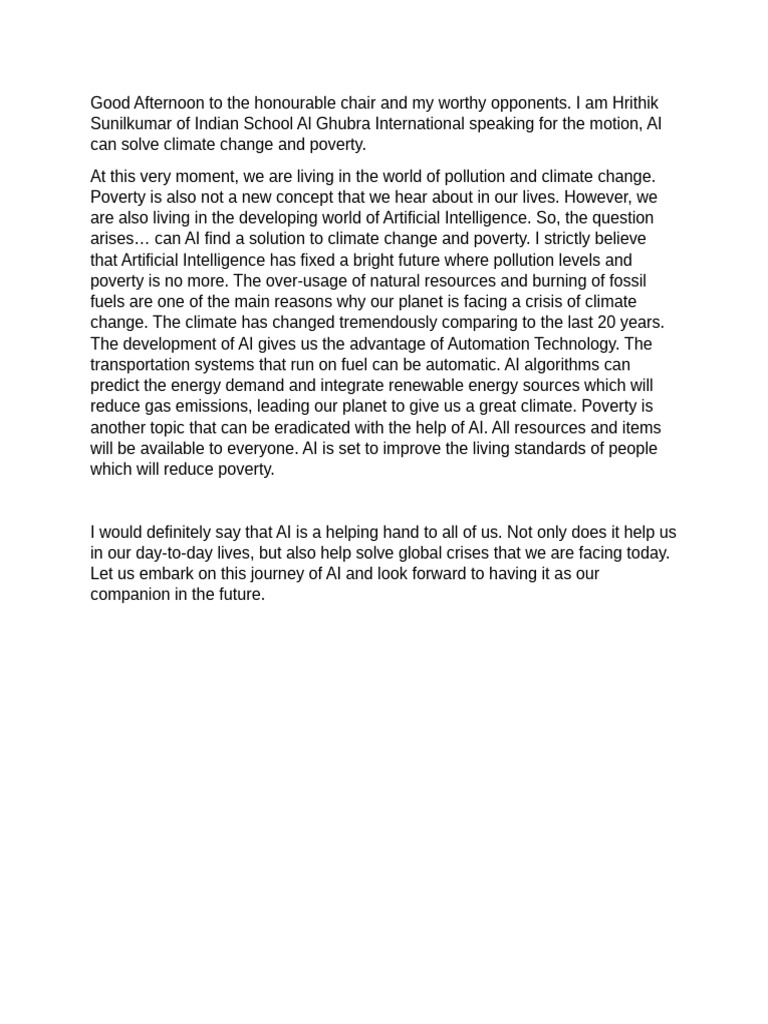 Debate - Preliminary Round Speech | PDF