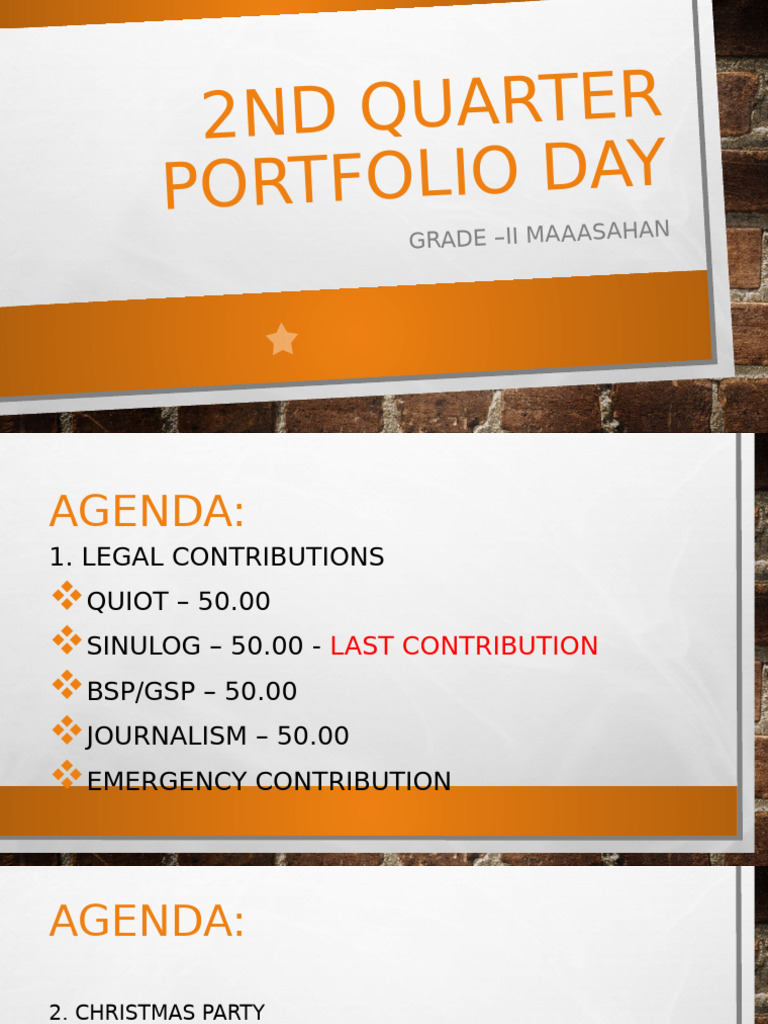 Agenda For Portfolio Day | PDF