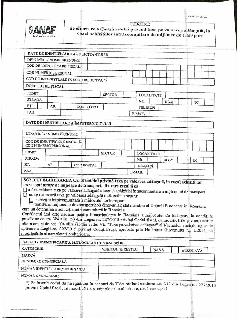 Cerere Anaf 2022 | PDF