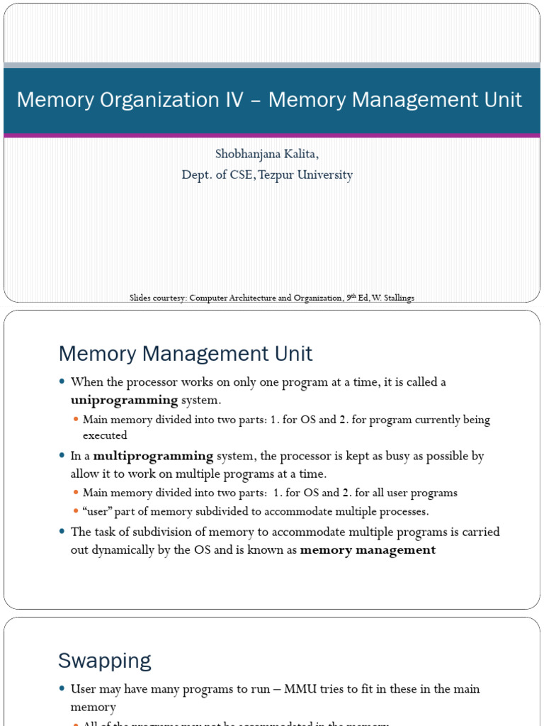 Lect08 MemoryOrganization MMU | PDF | Cpu Cache | System Software