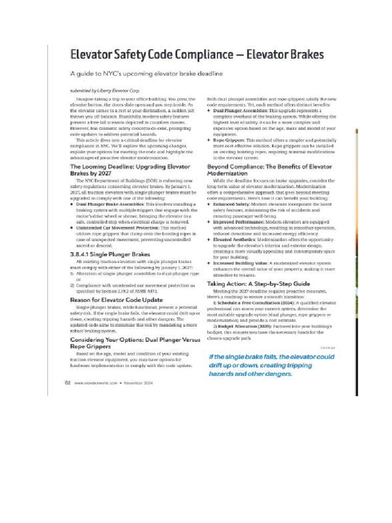 Elevator Brakes-Code Compliance | PDF