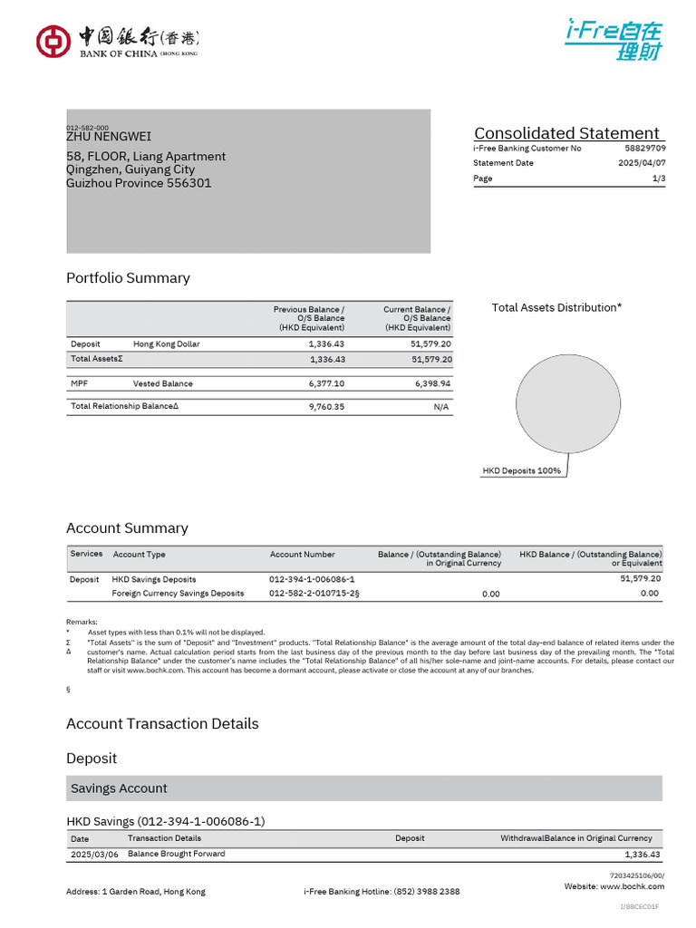 Consolidated Statement: Portfolio Summary | PDF | Deposit Account | Banks