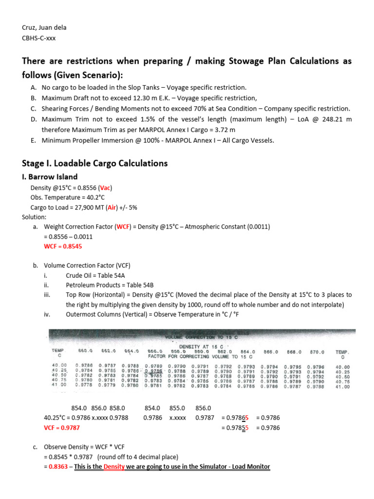 Exercise 5 Cargo Calculation - Loadable Quantity + Stowage Planning ...