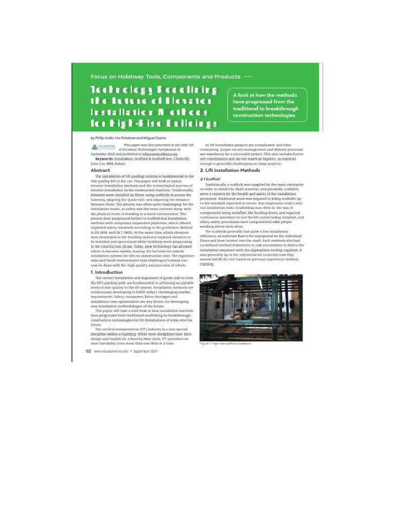 Installation Machines in High Rise Buildings | PDF