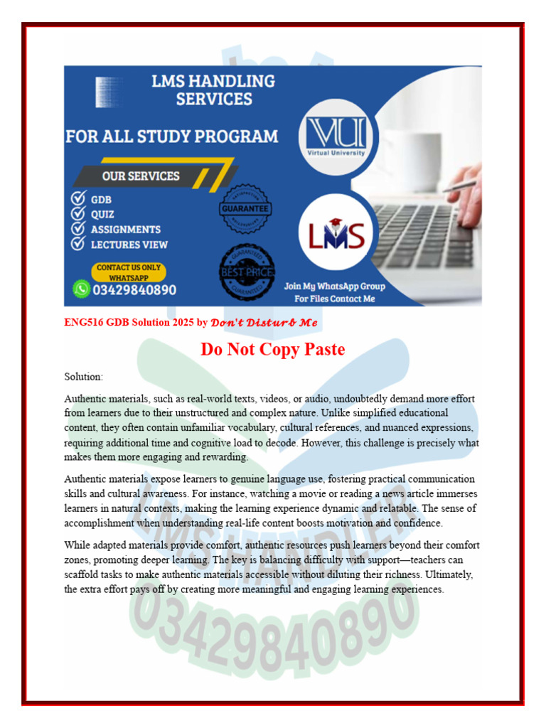 ENG516 GDB Solution 2025 by ???'? ??????? ?? | PDF