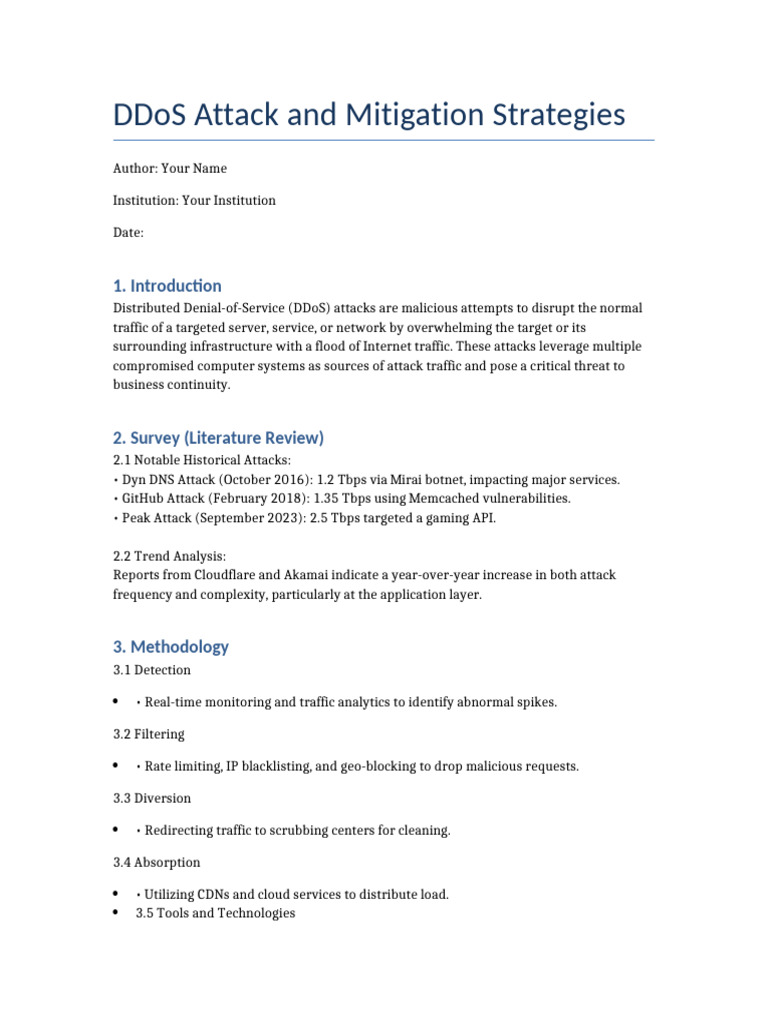DDoS Attack and Mitigation Strategies Report | PDF | Denial Of Service ...